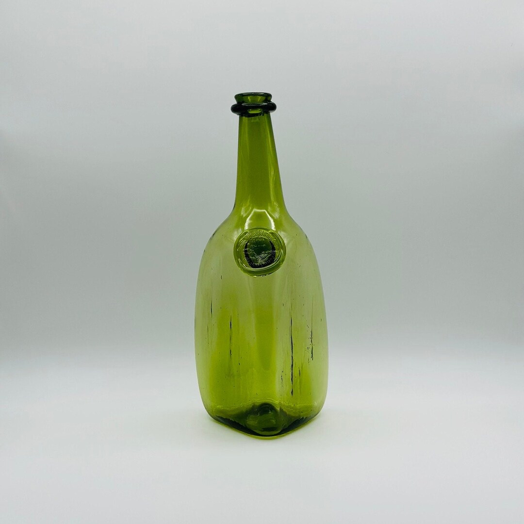 Jamestown Handblown 3-sided Green Glass Reproduction Bottle 400 Year ...
