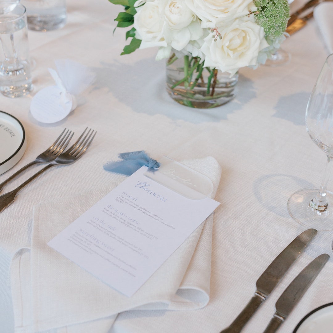 Dusky Blue Dinner Menu Template | Wedding Menu | Printable A5 ...