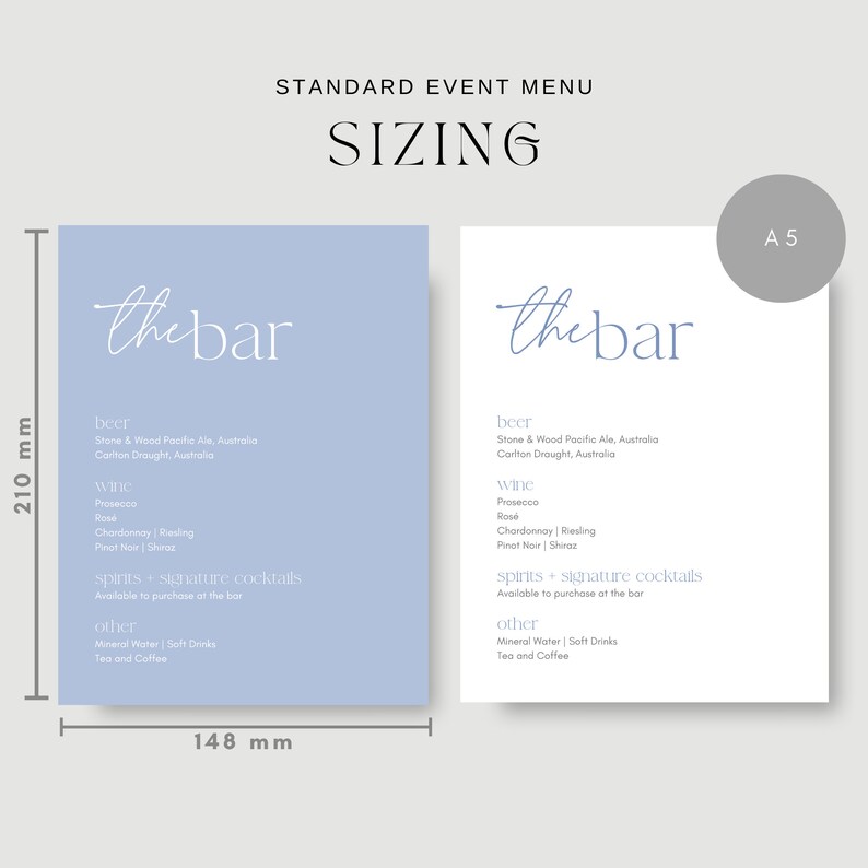 Dusky Blue Bar Sign Template | Wedding Beverage Menu | Wedding Bar Sign ...