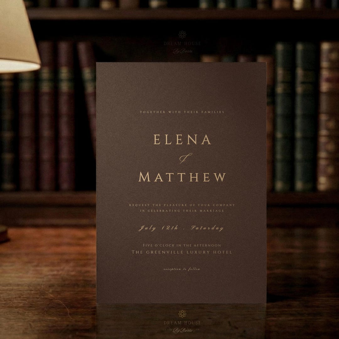 Brown Wedding Invitation Template– Minimalist Invite (digital Download ...