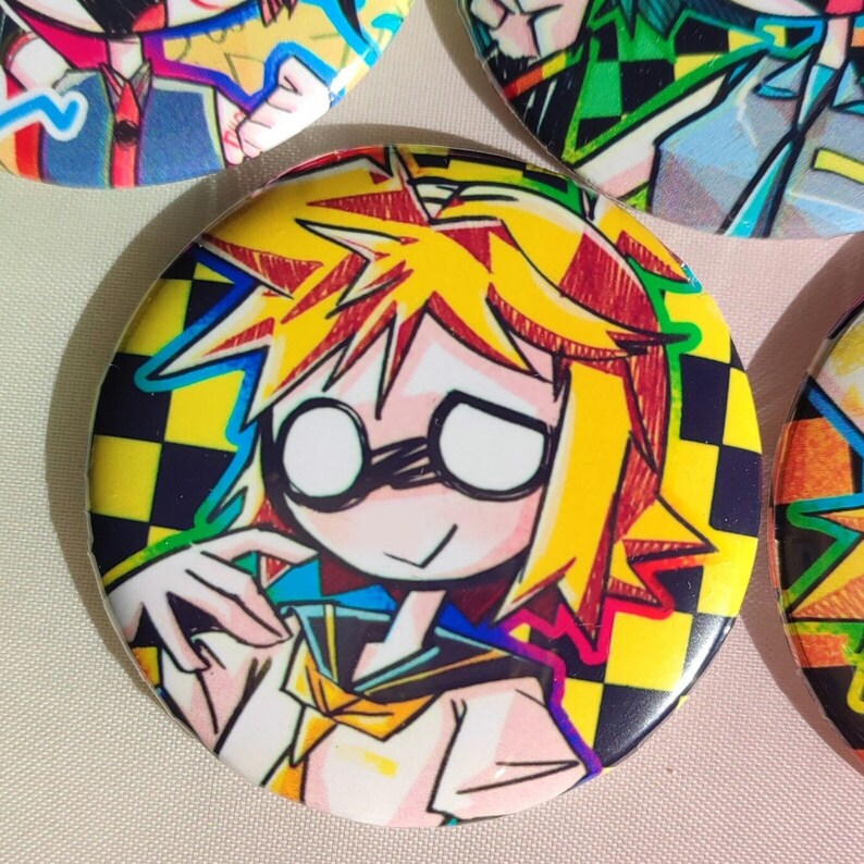 Vocaloid & UTAU / Synthv Emo Scene Art Style Pinback Buttons 58mm / 2. ...