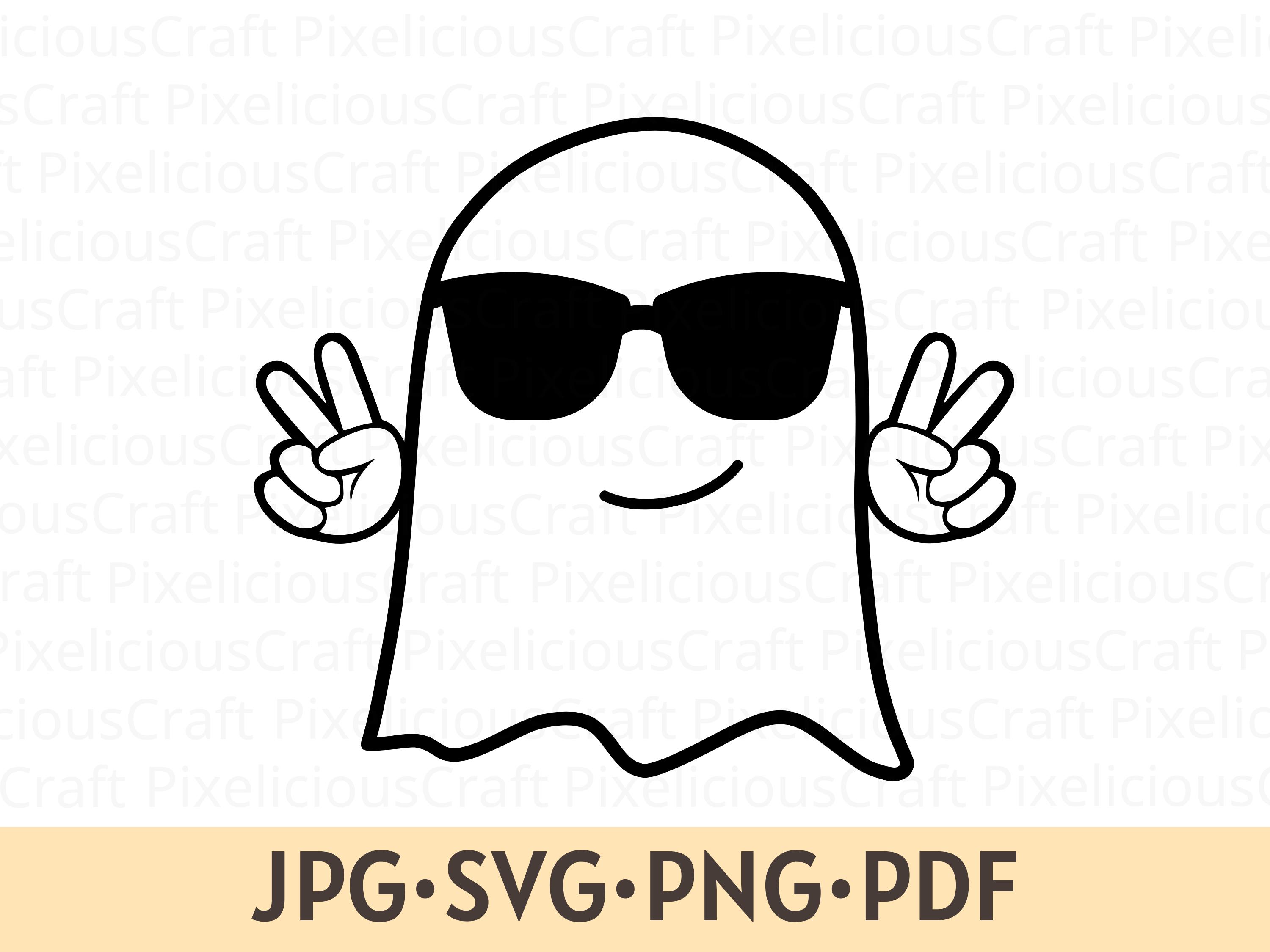 Cool Ghost Svg Png, Funny Halloween Svg, Cute Ghost Svg, Peace Sign ...