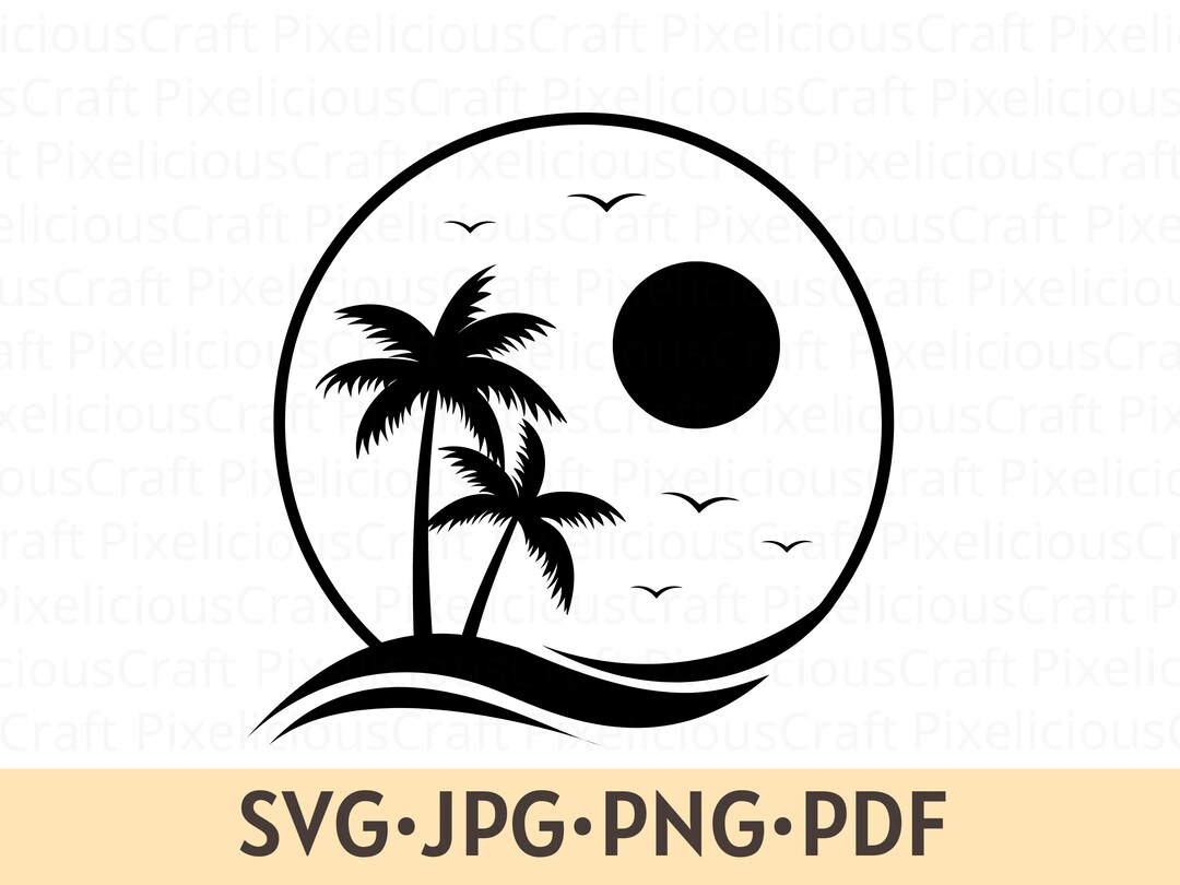 Palmeras svg, Sol svg, Playa svg, Vacaciones svg, Verano tropical ...