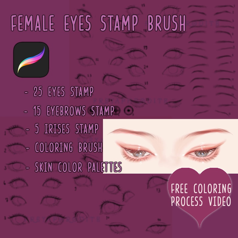 Eyes Procreate Stamps, Procreate Brushes, Digital Art Assistance, Stamp Brush, Lineart Stamp ...