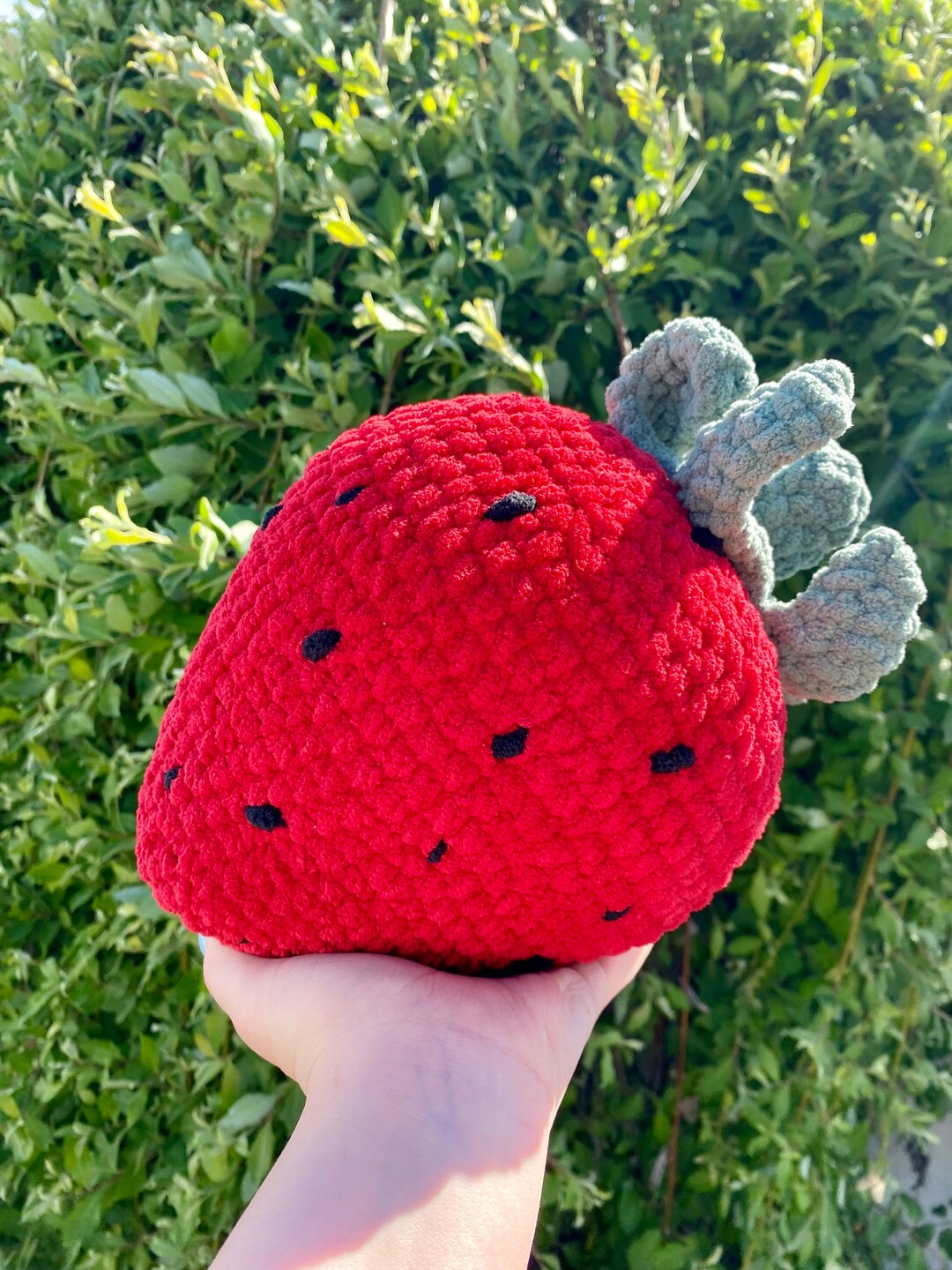 Crochet Strawberry Plushie | Cute Throw Pillow | Strawberry Pillow ...
