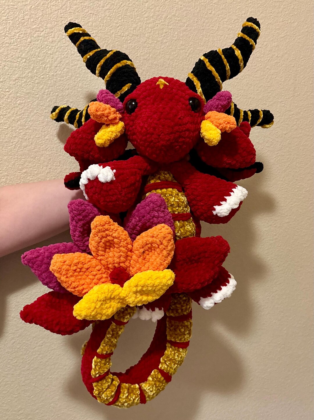 Crochet Dragon | Large Dragon Crochet Plushie | Large Dragon | Handmade ...