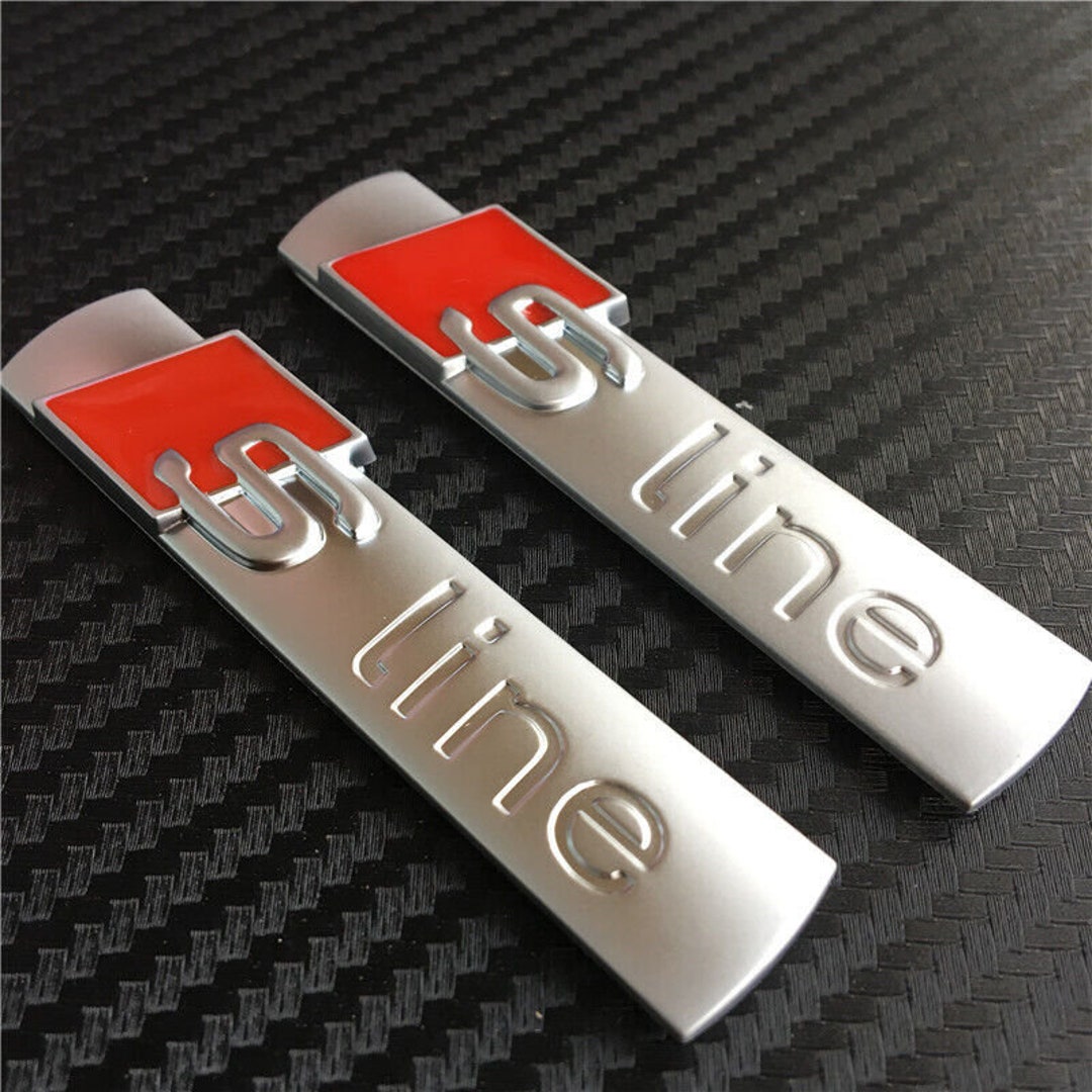 2 Logo S Line Emblem Badge Wings Adhesive Sline Abs Matte Silver ...