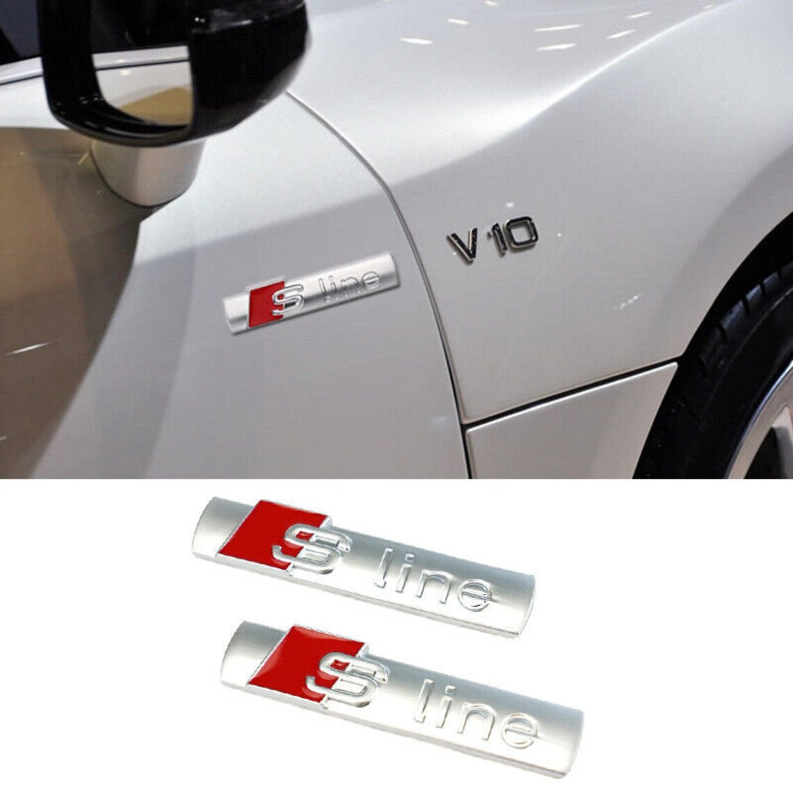 2 Logo S Line Emblem Badge Wings Adhesive Sline Abs Matte Silver ...