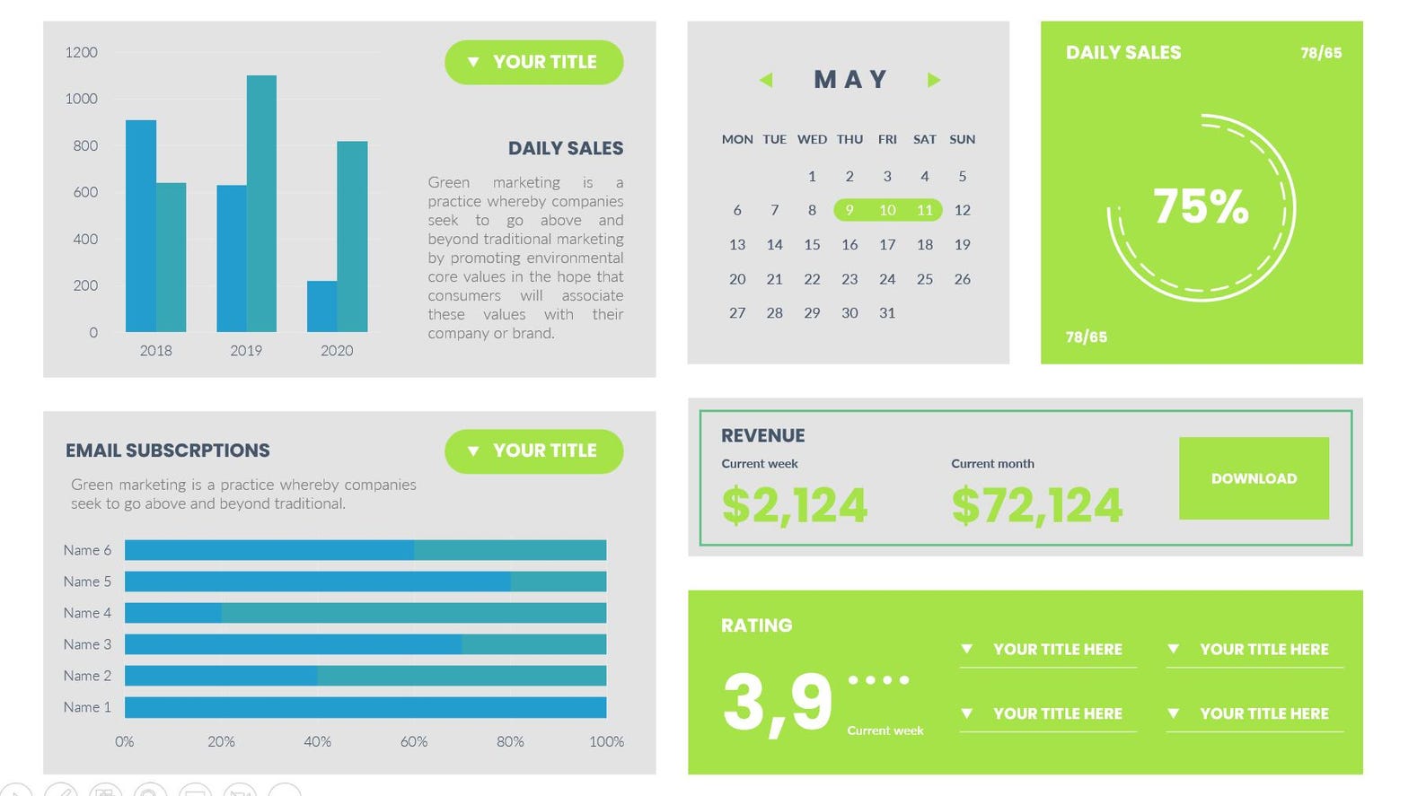 Dashboard Slide Powerpoint Template - Etsy