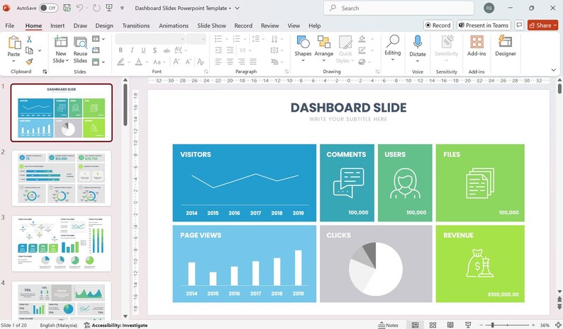 Dashboard Slide Powerpoint Template - Etsy