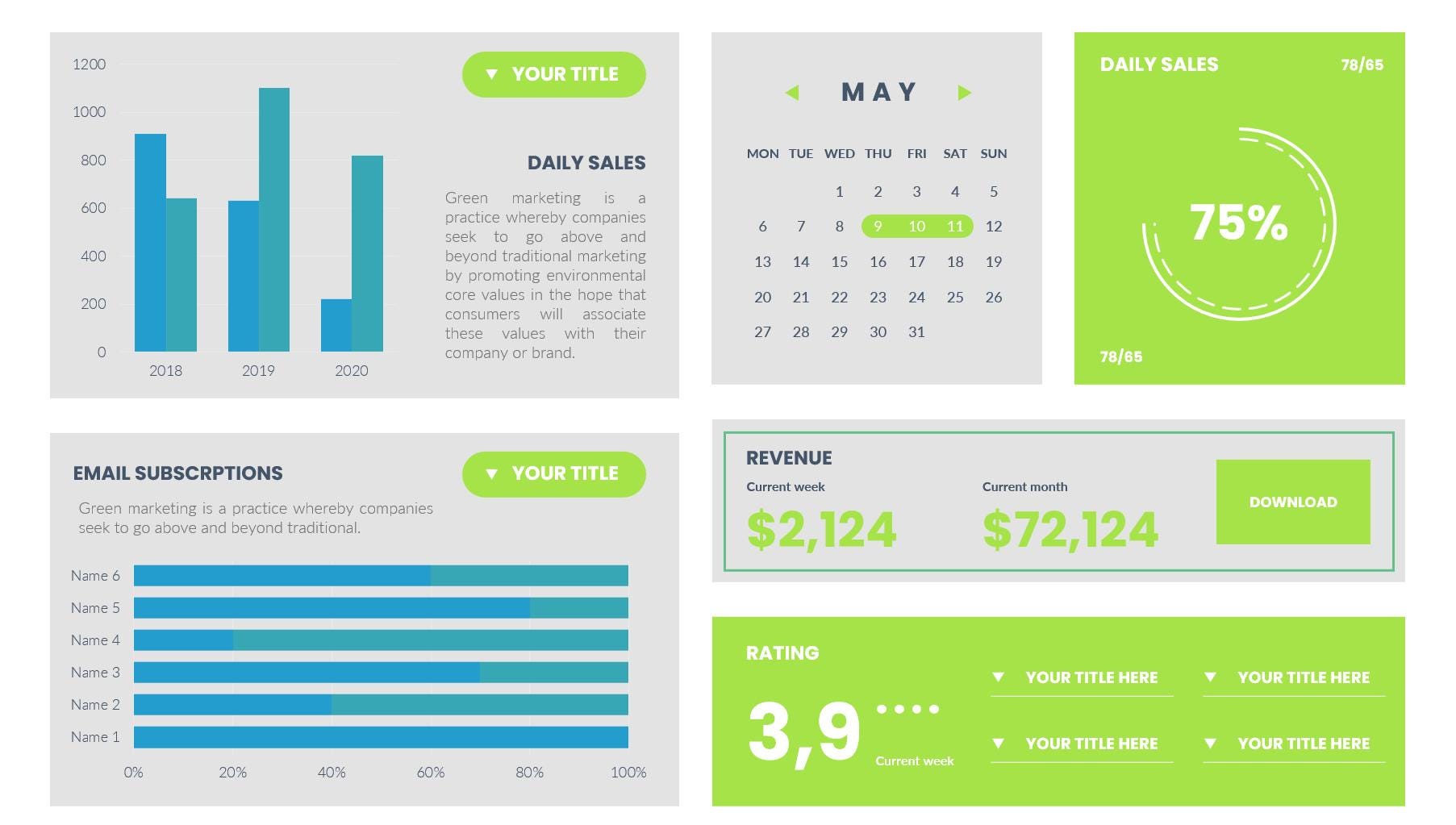 Dashboard Slide Powerpoint Template - Etsy