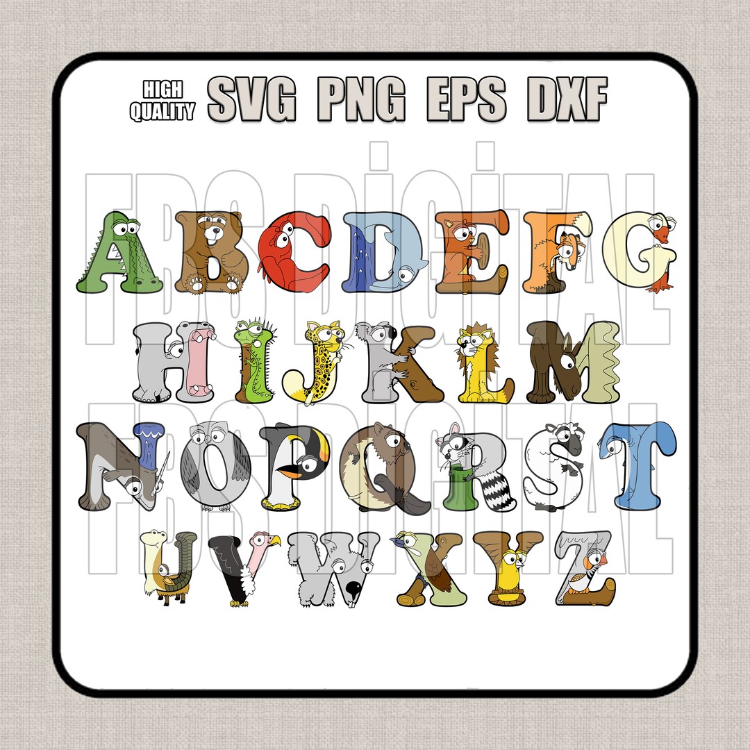 Cute Animal Alphabet Clipart Bundle Transparent PNG, Bundle Clipart ...