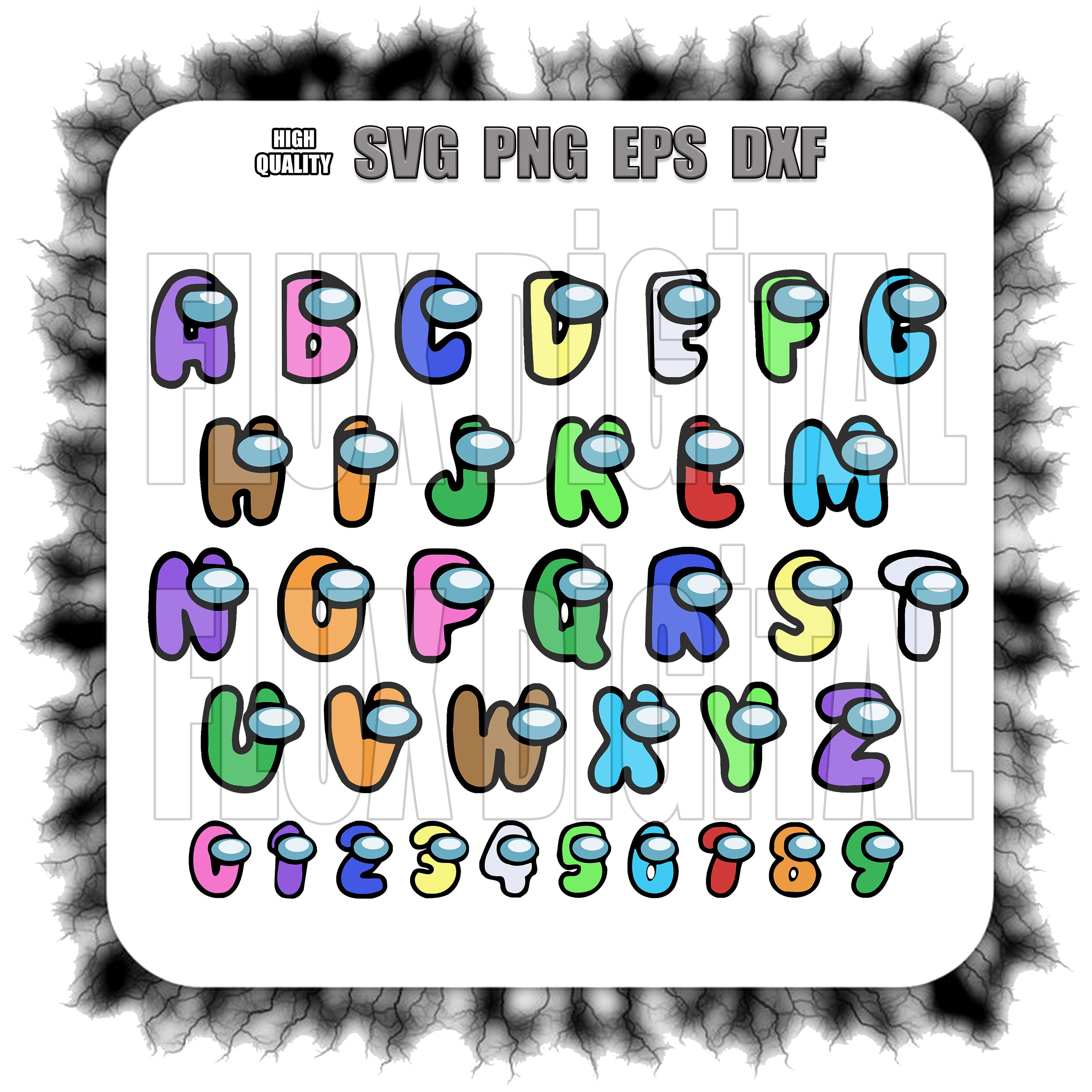 Among Font / Svg / Png / Dxf / Font / INSTANT Download,alphadet,figure ...