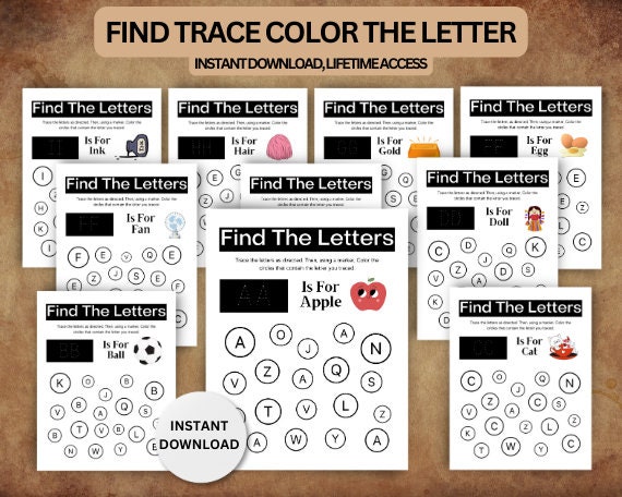 Alphabet Letter Search Worksheet, Letter Recognition, Preschool ...