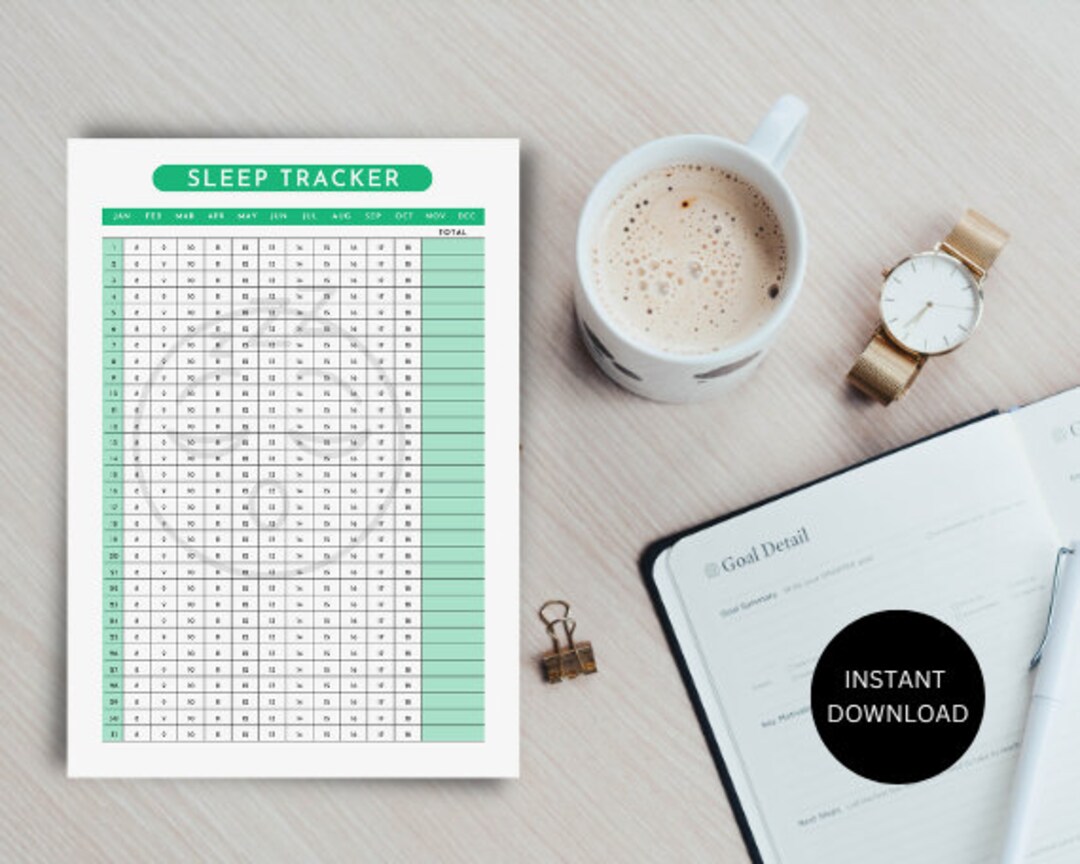 Printable Sleep Tracker Yearly Printable Step Tracker Sleep Quality ...