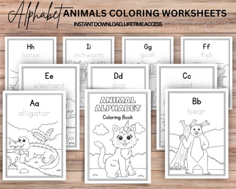 Animals A-Z Coloring Pages A B C Coloring Book Alphabet Coloring for ...