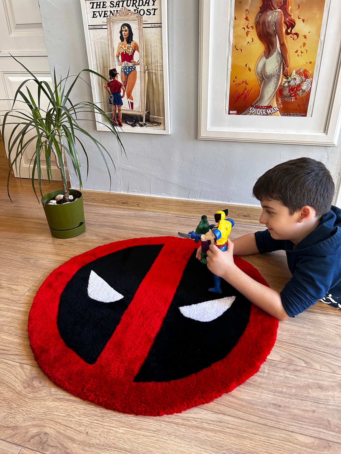 Marvel Deadpool Tufted Rug Custom Tufted Rug Tufted Comics Character ...