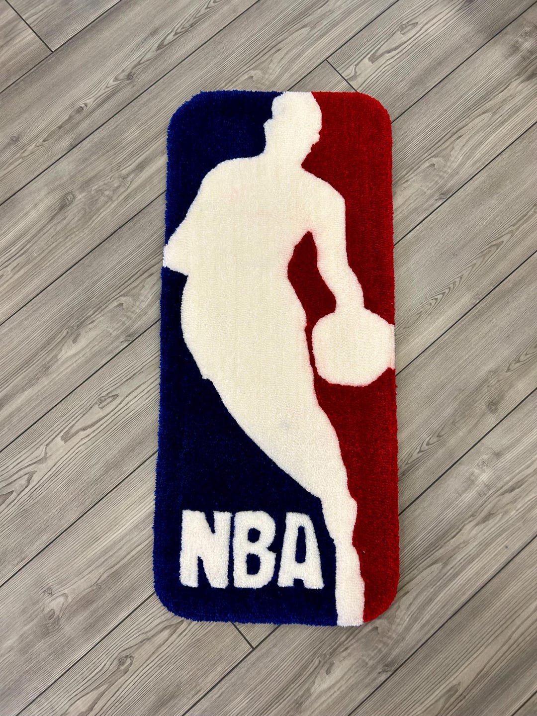 Nba Logo Tufted Rug 37.5'' X 16'' Handmade Custom Tufted Rug Unique ...