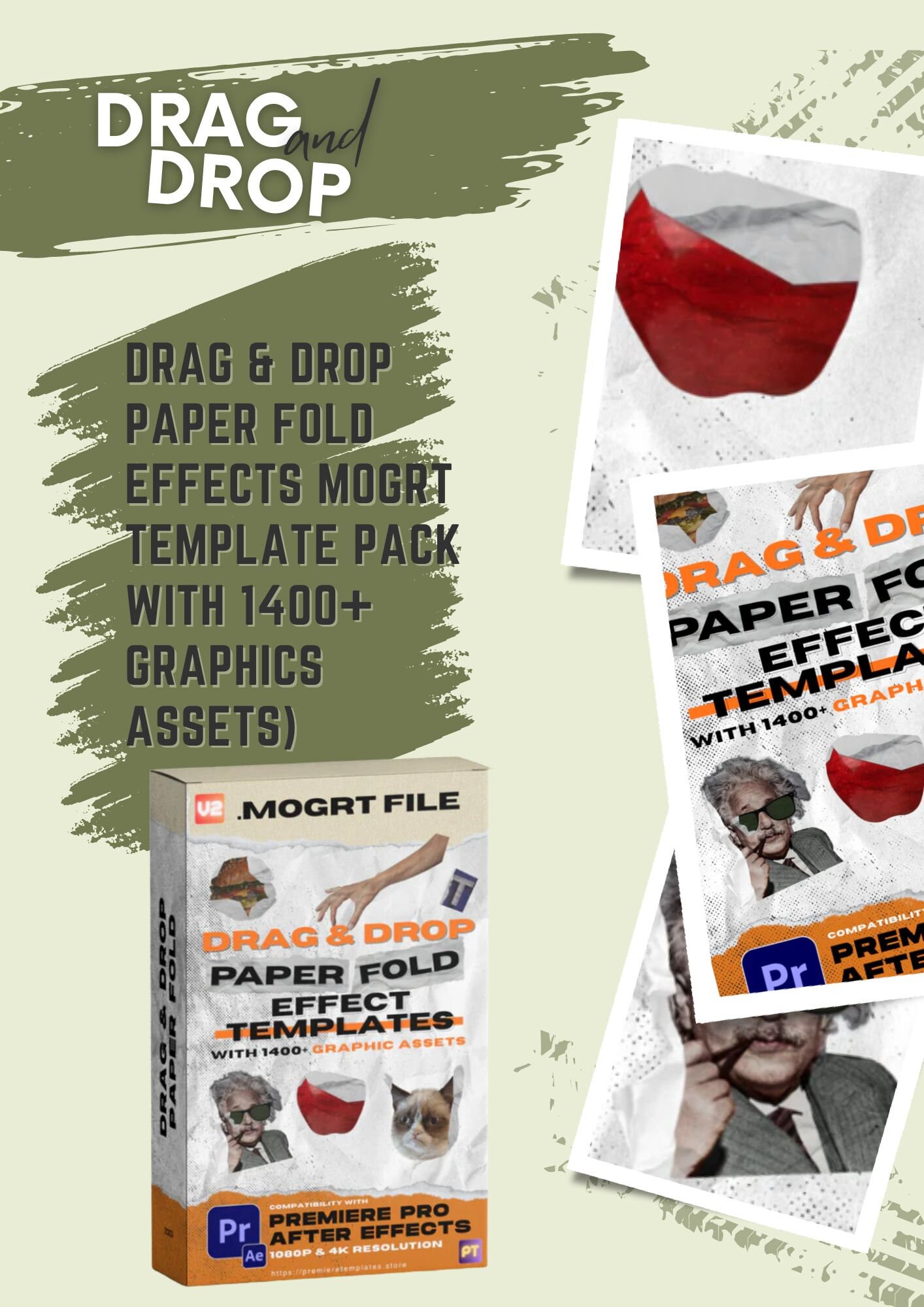 Drag & Drop Paper Fold Effects MOGRT Template Pack With 1400+ Graphics ...