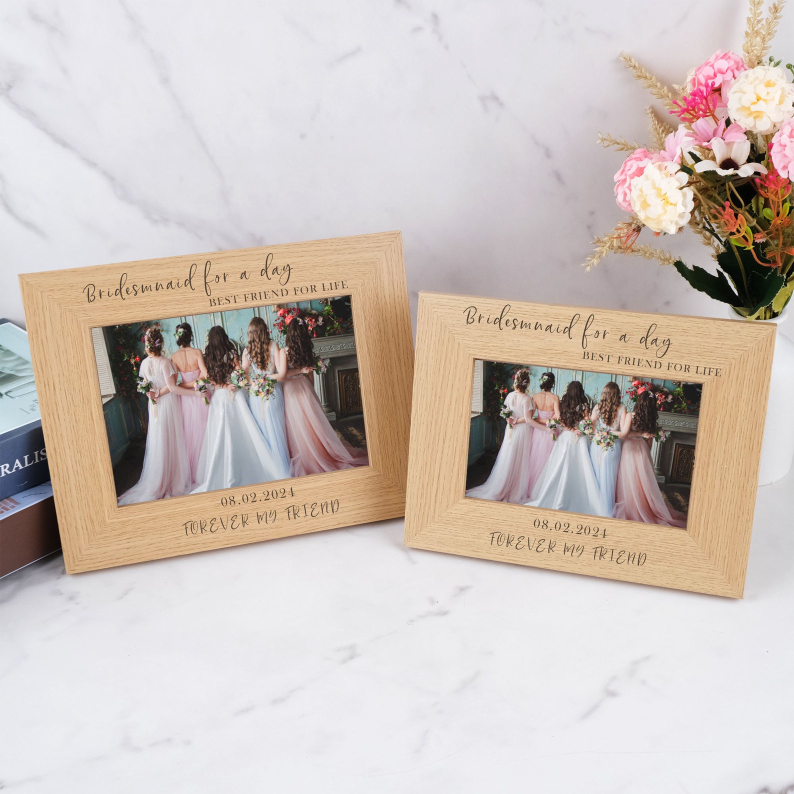 Personalised Bridesmaid Photo Frame,engraved Wooden Wedding Frame ...