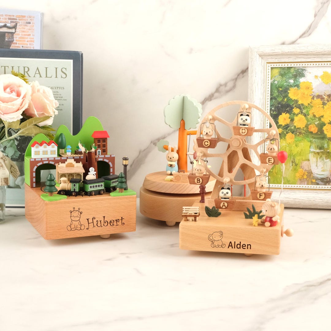 Custom Wooden Train Music Box, Wooden Baby Toys, Personalized Wooden ...