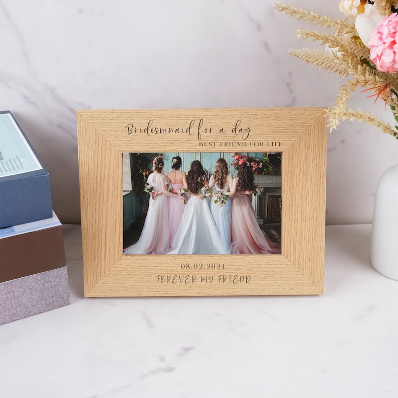 Personalised Bridesmaid Photo Frame,engraved Wooden Wedding Frame ...