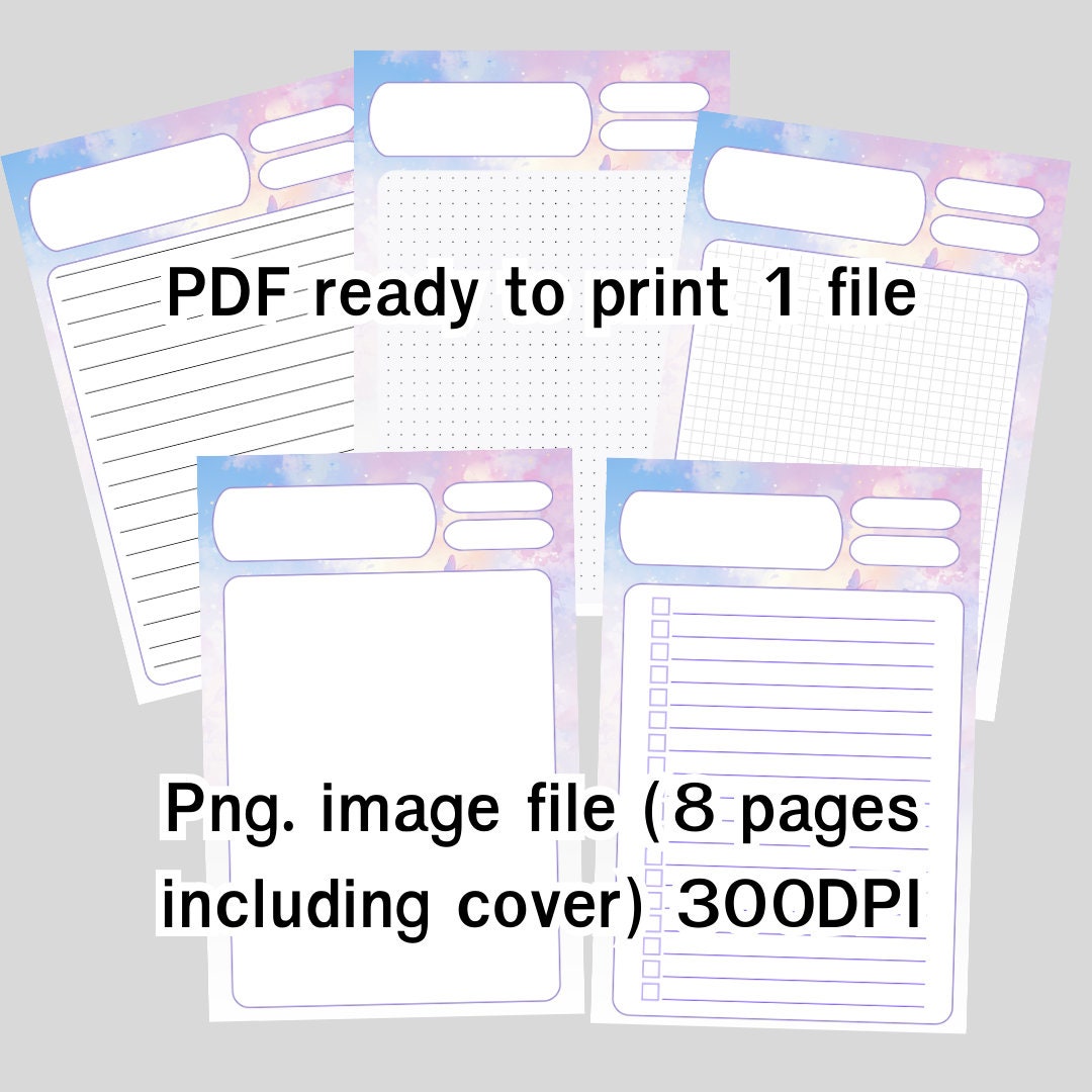 Notebook Flowers and Butterflies /PNG File /pdf Ready to Print 2 - Etsy