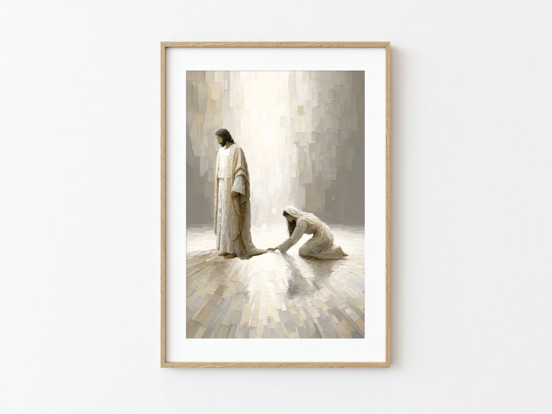 Jesus Heals Bleeding Woman With Issue of Blood Touch the Hem of Jesus ...