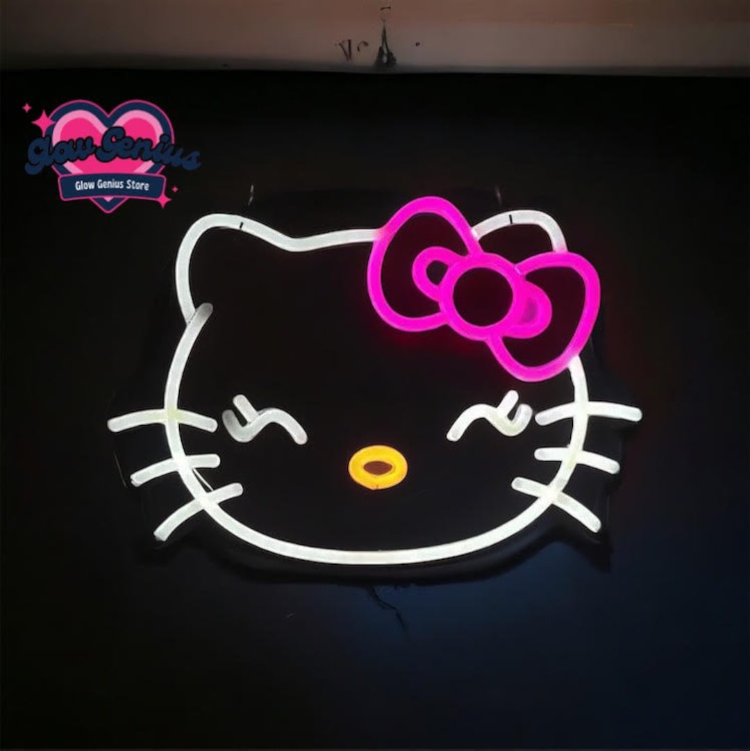 Hello Kitty Neon Sign, Neon Sign, Neon Wall Decor, Home Decor, Neon ...
