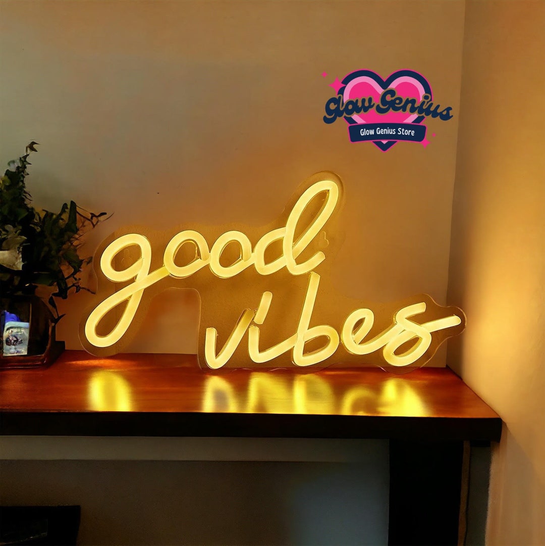 Good Vibes Neon Sign, Neon Sign, Neon Light, LED Lights, Neon Wall Art ...