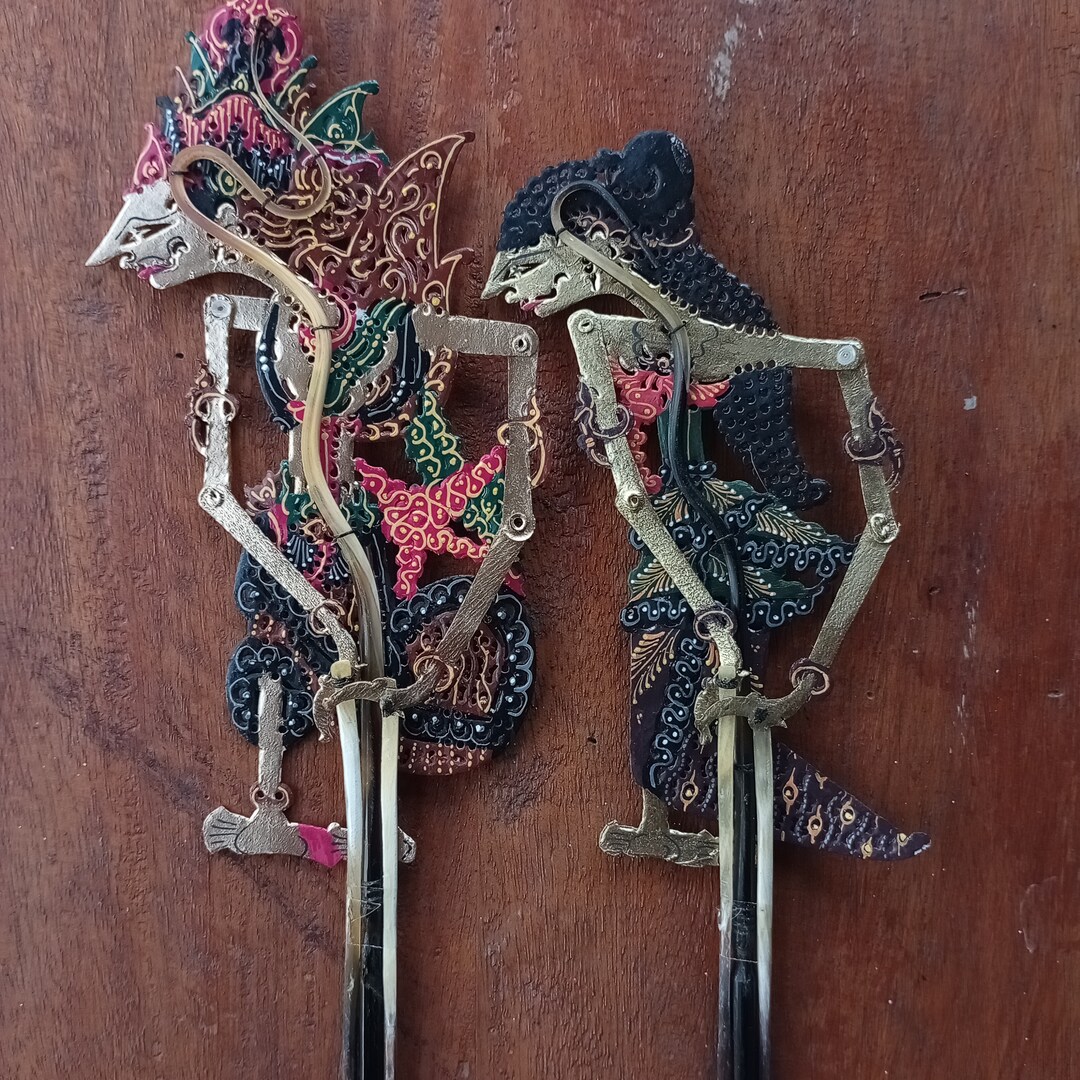 Couple Indonesian Shadow Puppet Mini Rama & Shinta, Javanese Wayang ...