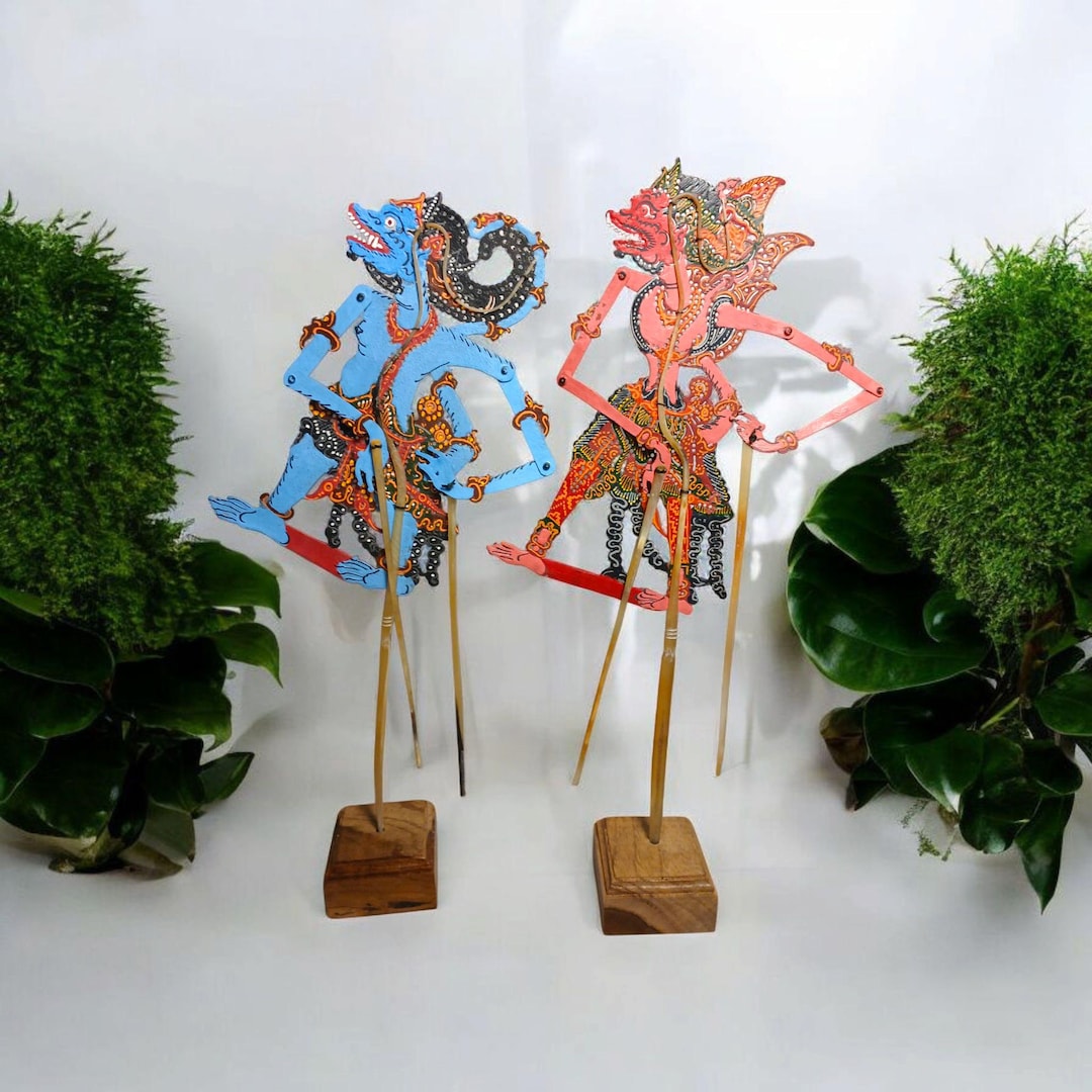 Indoneisan Shadow Puppet Anila and Anggada, Javanese Wayang Kulit ...