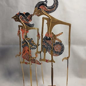Miniature Indonesian Wayang Kulit, Javanese Shadow Puppets, Flat ...