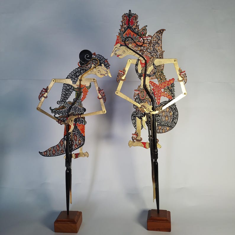 Miniature Indonesian Wayang Kulit, Javanese Shadow Puppets, Flat ...