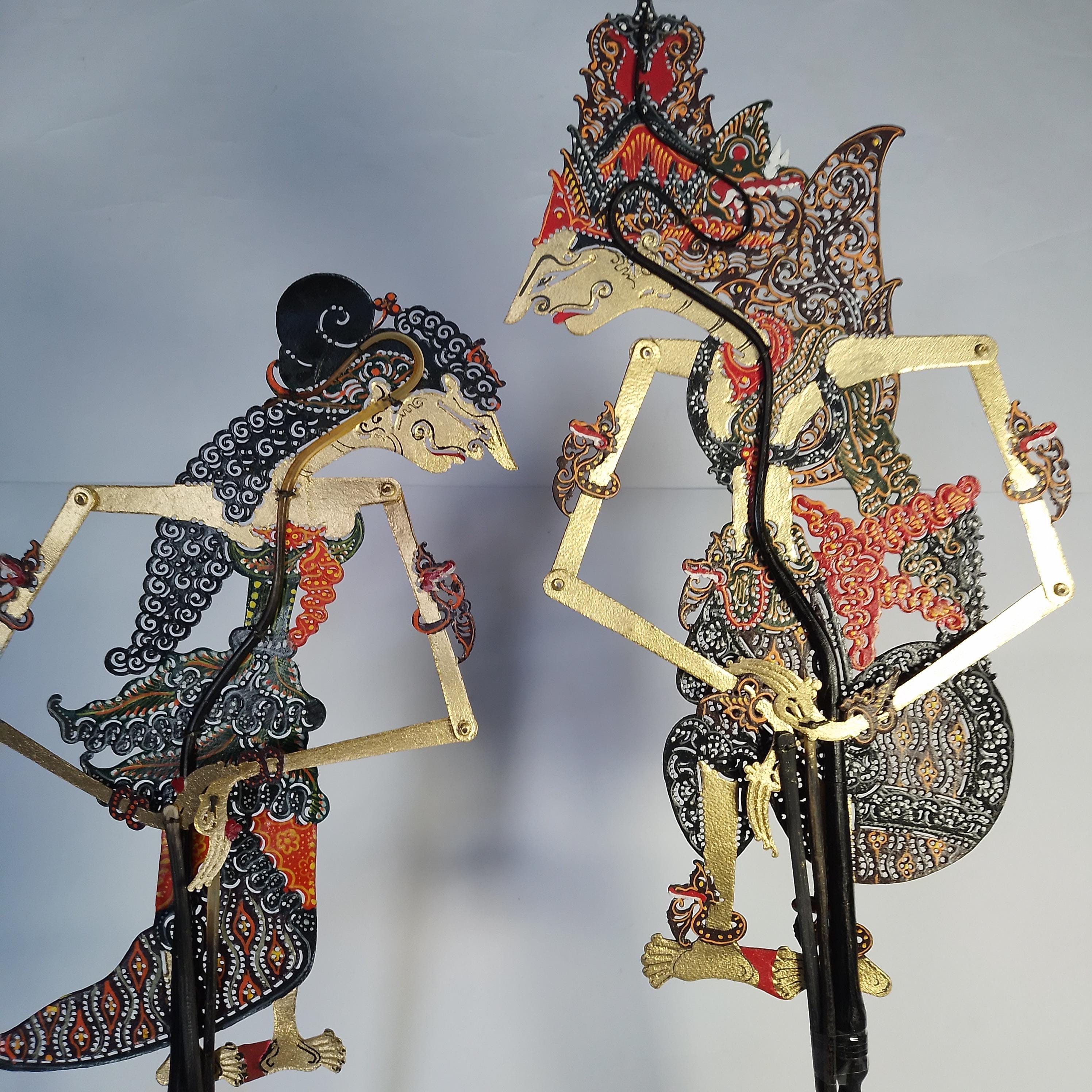 Miniature Indonesian Wayang Kulit, Javanese Shadow Puppets, Flat ...