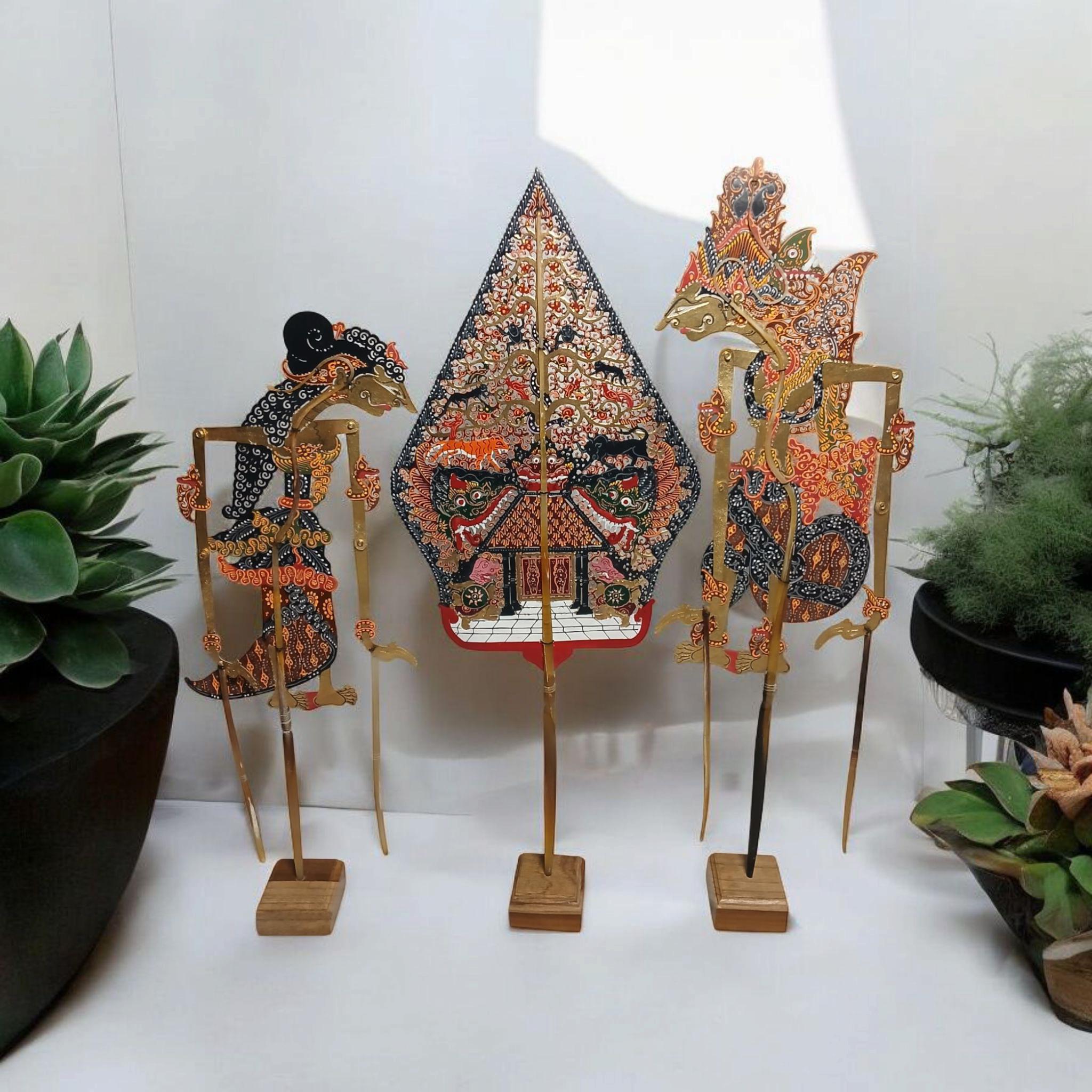 Miniature Indonesian Wayang Kulit, Javanese Shadow Puppets, Flat ...