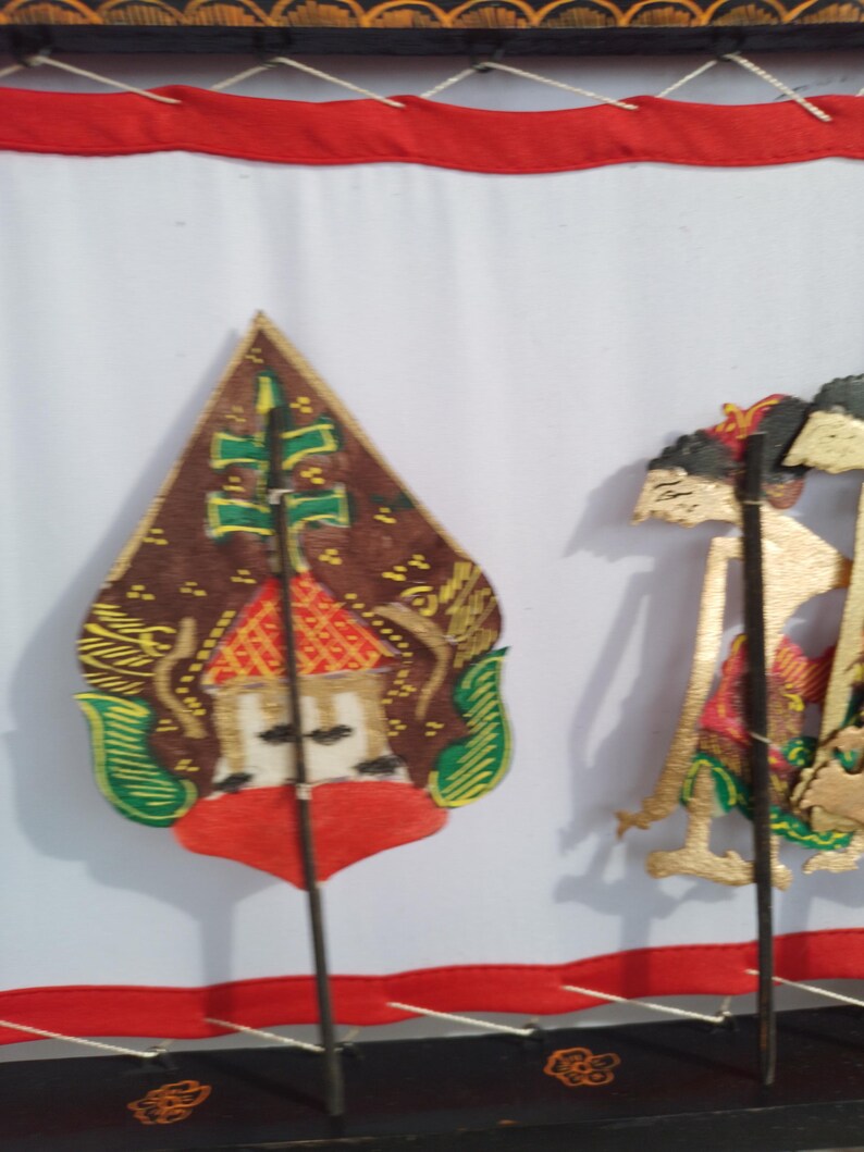 Miniature Indonesian Wayang Kulit One Set, Javanese Shadow Puppet, Flat ...