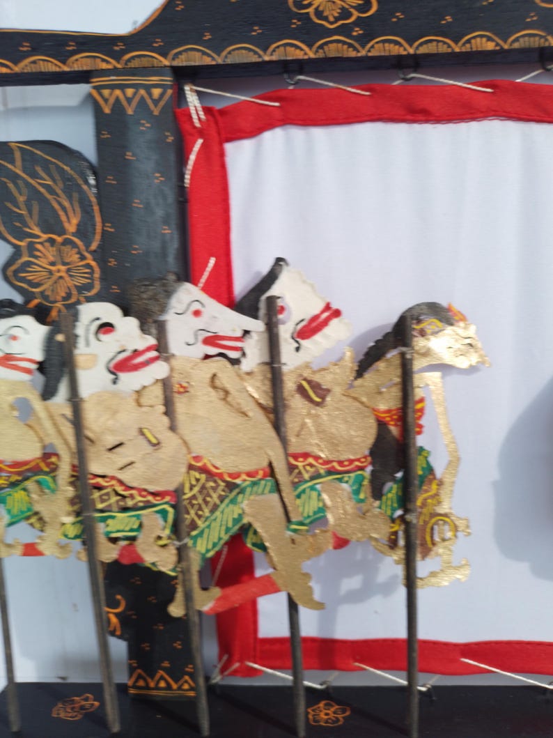 Miniature Indonesian Wayang Kulit One Set, Javanese Shadow Puppet, Flat ...