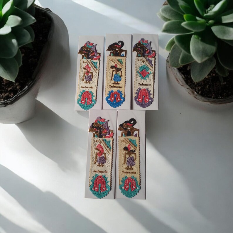 5 Pcs Bookmark Indonesian Wayang Kulit, Bookmark Javanese Wayang, Flat ...