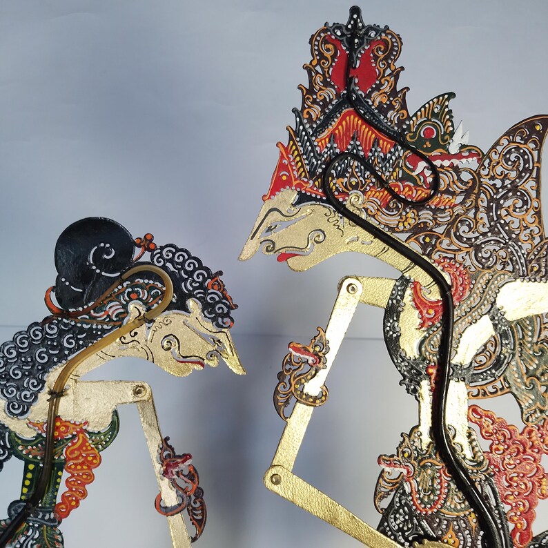 Miniature Indonesian Wayang Kulit, Javanese Shadow Puppets, Flat ...