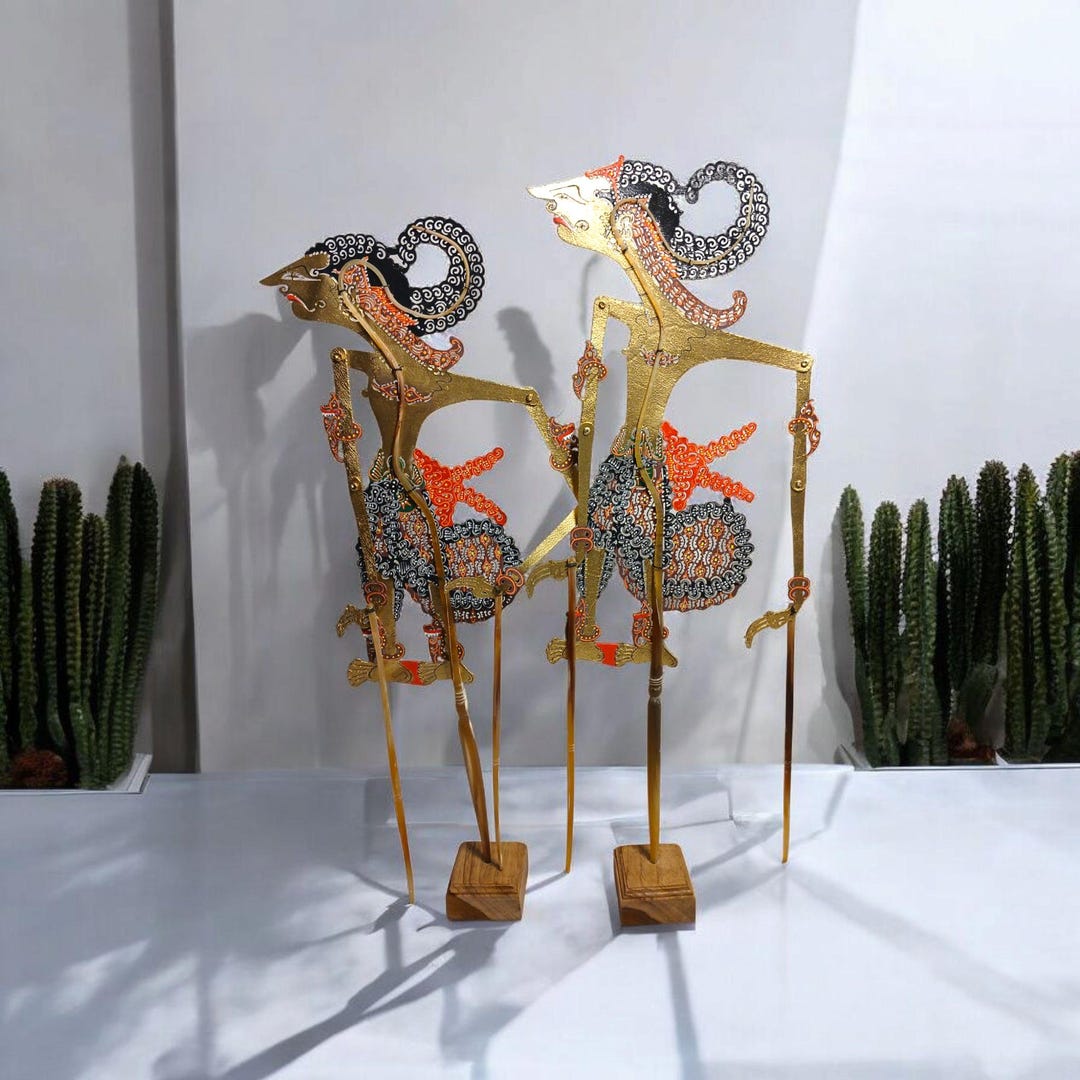 Miniature Indonesian Wayang Kulit, Javanese Shadow Puppets, Flat ...