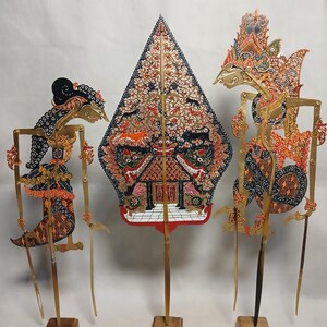 Miniature Indonesian Wayang Kulit, Javanese Shadow Puppets, Flat ...