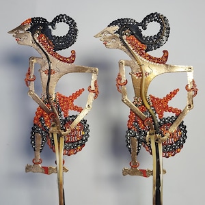 Miniature Indonesian Wayang Kulit, Javanese Shadow Puppets, Flat ...