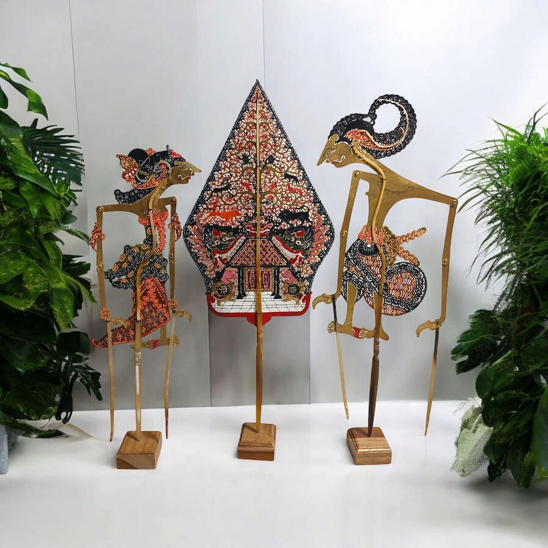 Miniature Indonesian Wayang Kulit One Set, Javanese Shadow Puppets ...