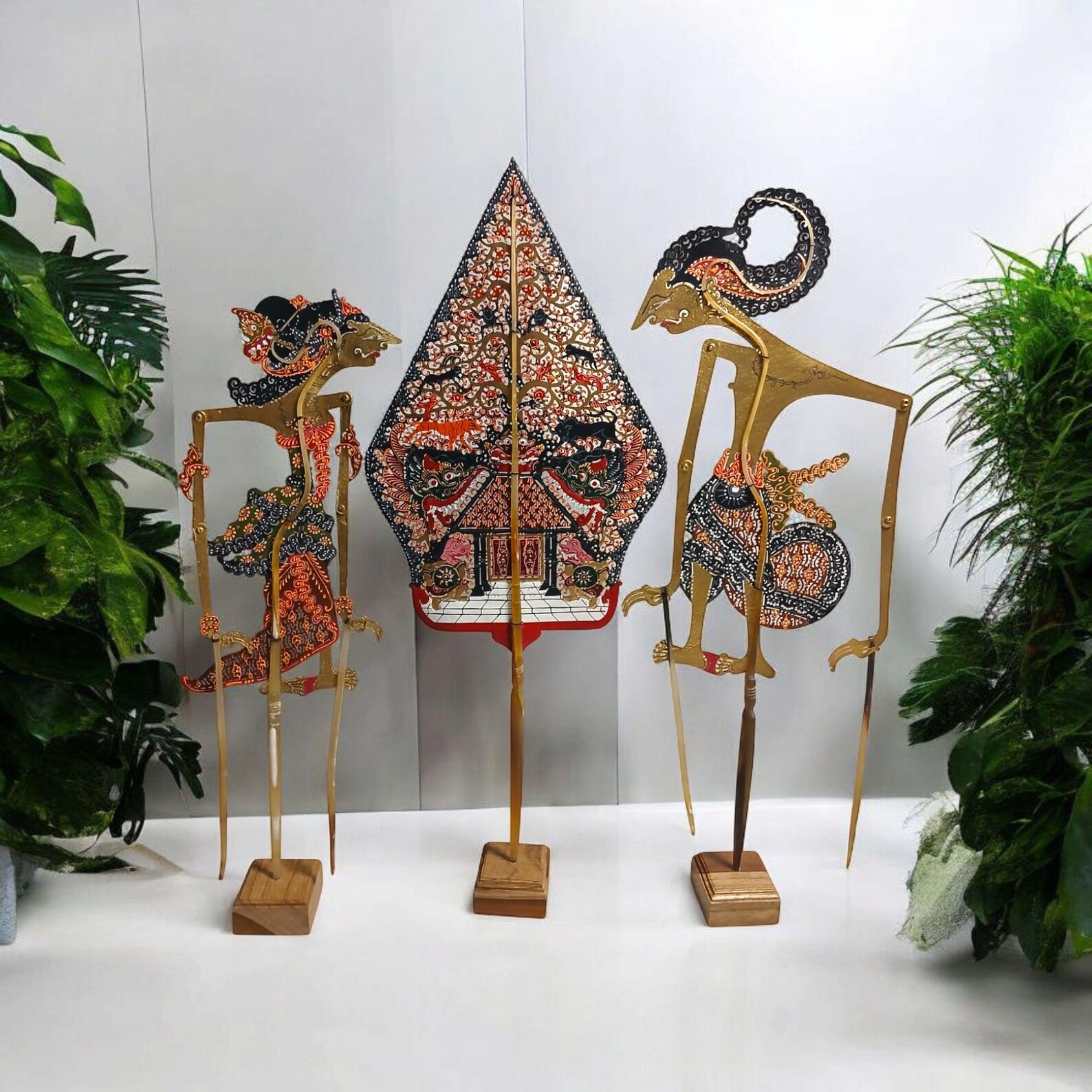 Miniature Indonesian Wayang Kulit One Set, Javanese Shadow Puppets ...