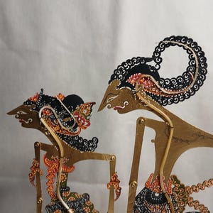 Miniature Indonesian Wayang Kulit, Javanese Shadow Puppets, Flat ...