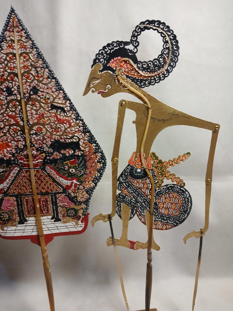 Miniature Indonesian Wayang Kulit One Set, Javanese Shadow Puppets ...