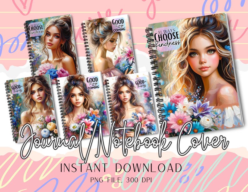 25 BUNDLE Printable Journal Cover Designs, Notebook, Digital Instant ...