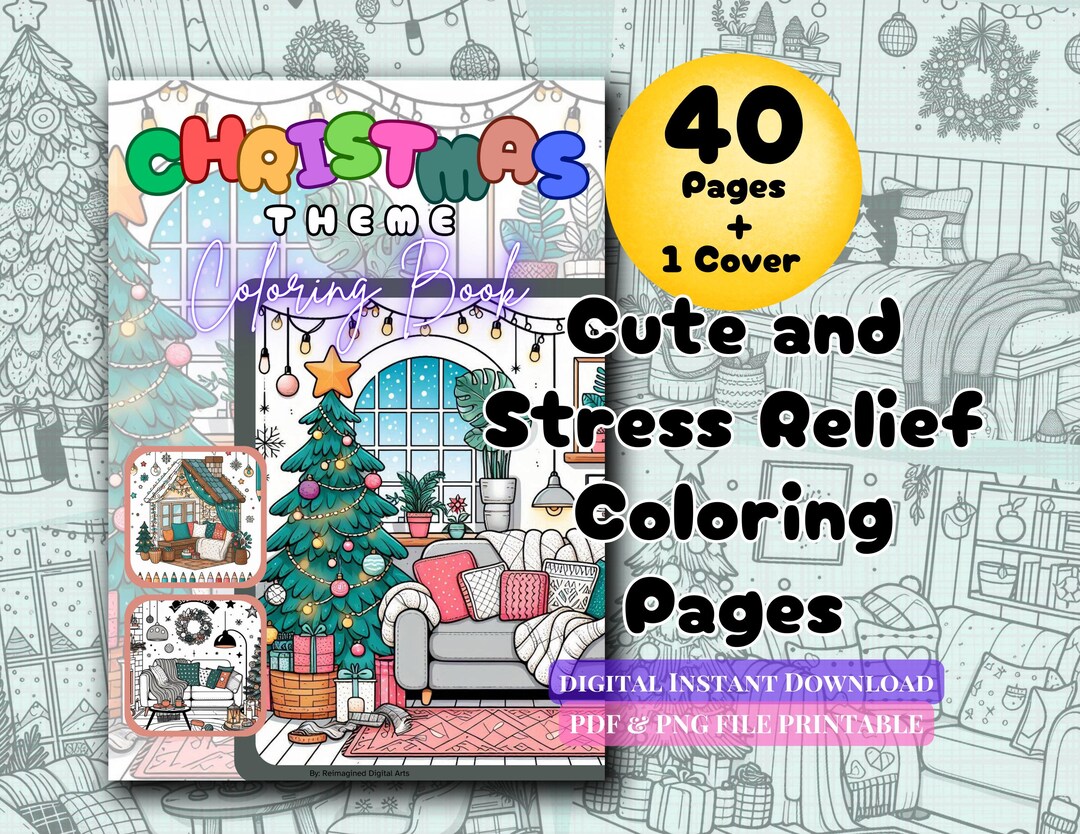 40 Pages Cute and Stress Relief Coloring Pages Cozy Home Designs, Hygge ...