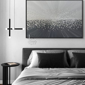 Over Bed Decor Extra Large Grey Textured Abstract Painting on Canvas ...